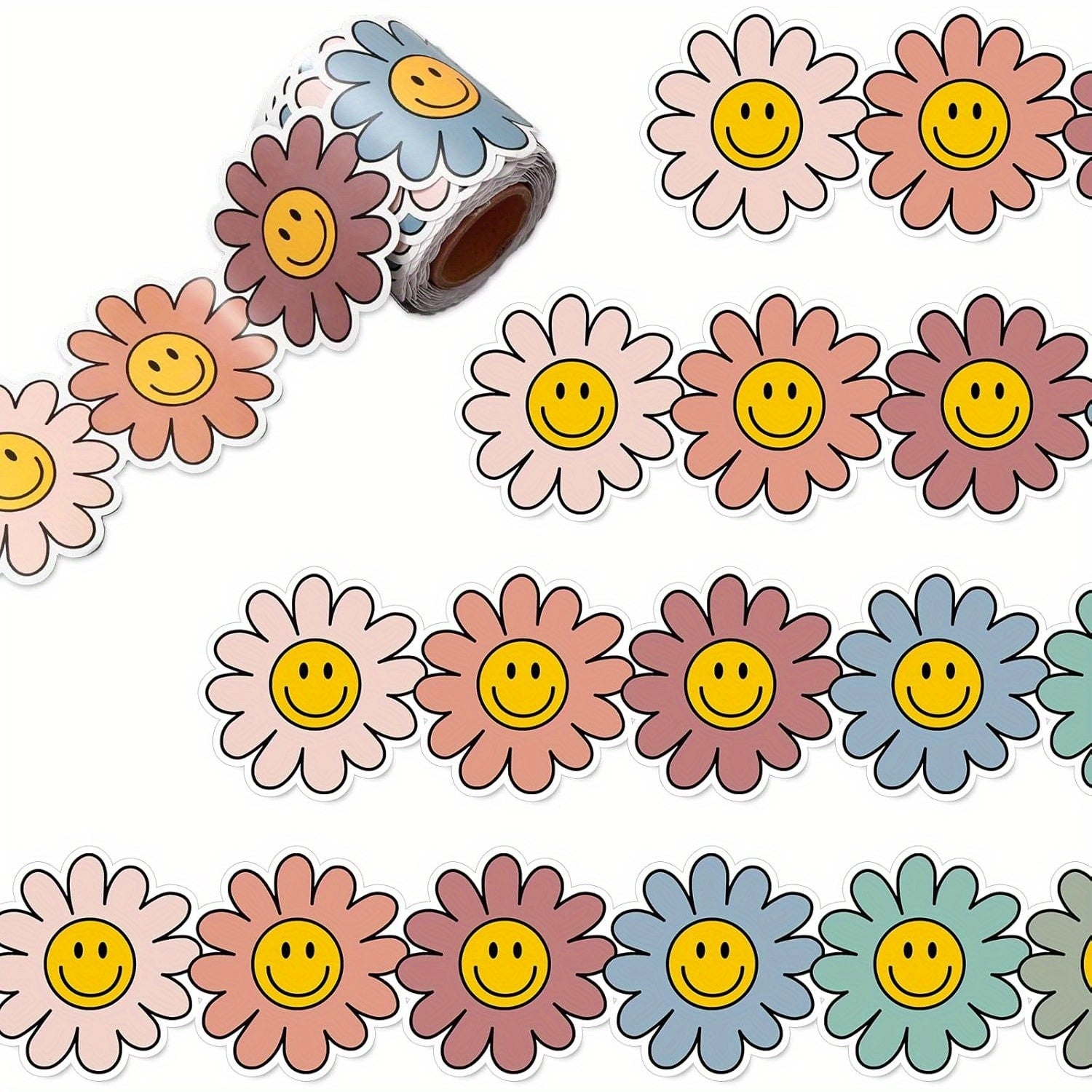 Boho Daisy Flower Bulletin Board Borders with Smiling Faces – CRAZE