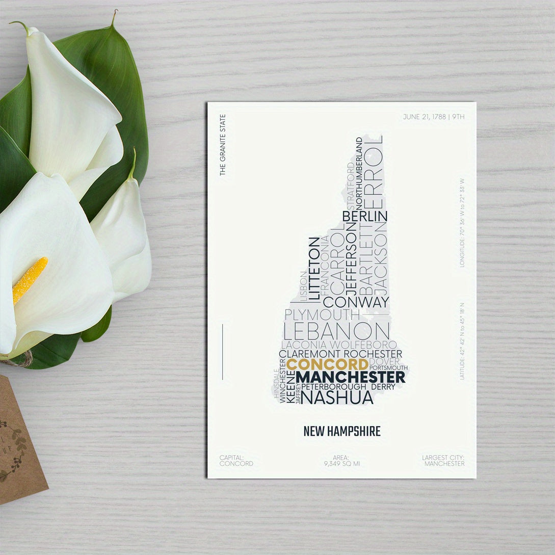 USA States Map Stickers Modern Typography Art for Kids' Rooms A5 & A4 ...