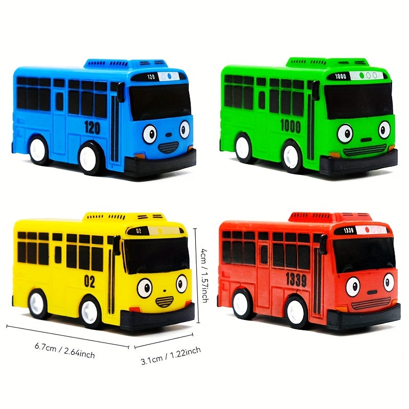 Random 4pcs Colorful Mini Bus Set 1 64 Scale School Buses Durable Plas ...
