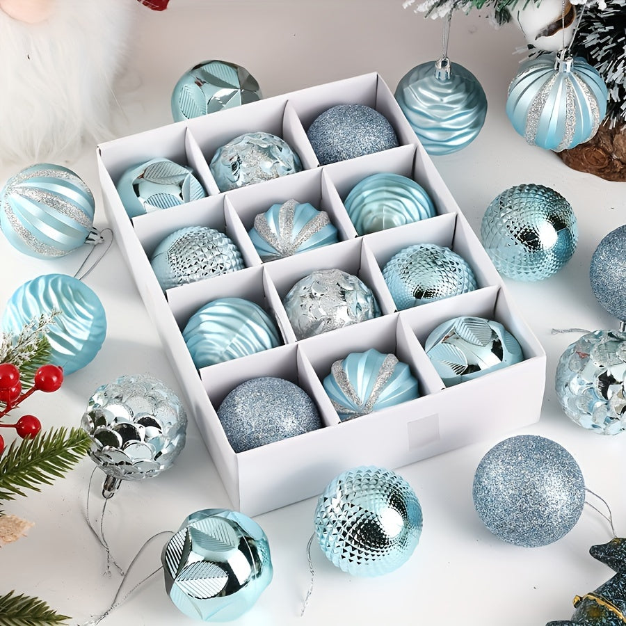 Assorted Christmas Ornaments 12 Pack Clear Plastic Balls for Tree Decor ...