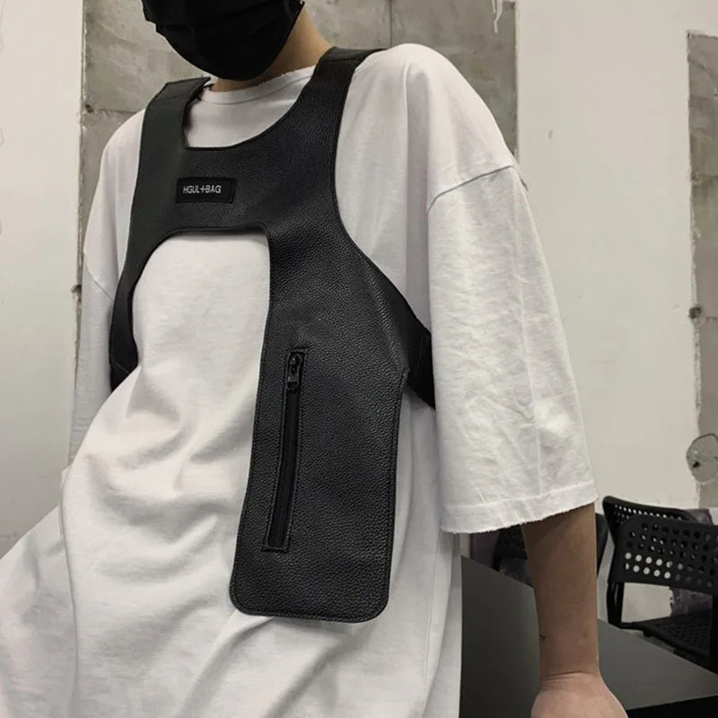 Harajuku Rock Chest Rig Bags Tactical Chest Pack PU Vest Bag – CRAZE