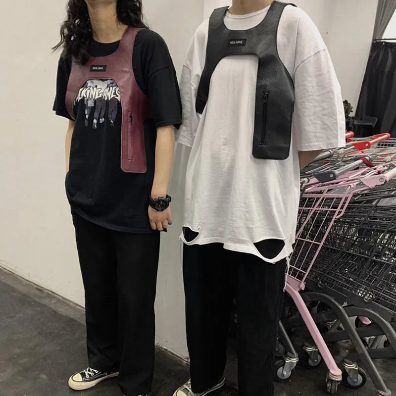 Harajuku Rock Chest Rig Bags Tactical Chest Pack PU Vest Bag – CRAZE