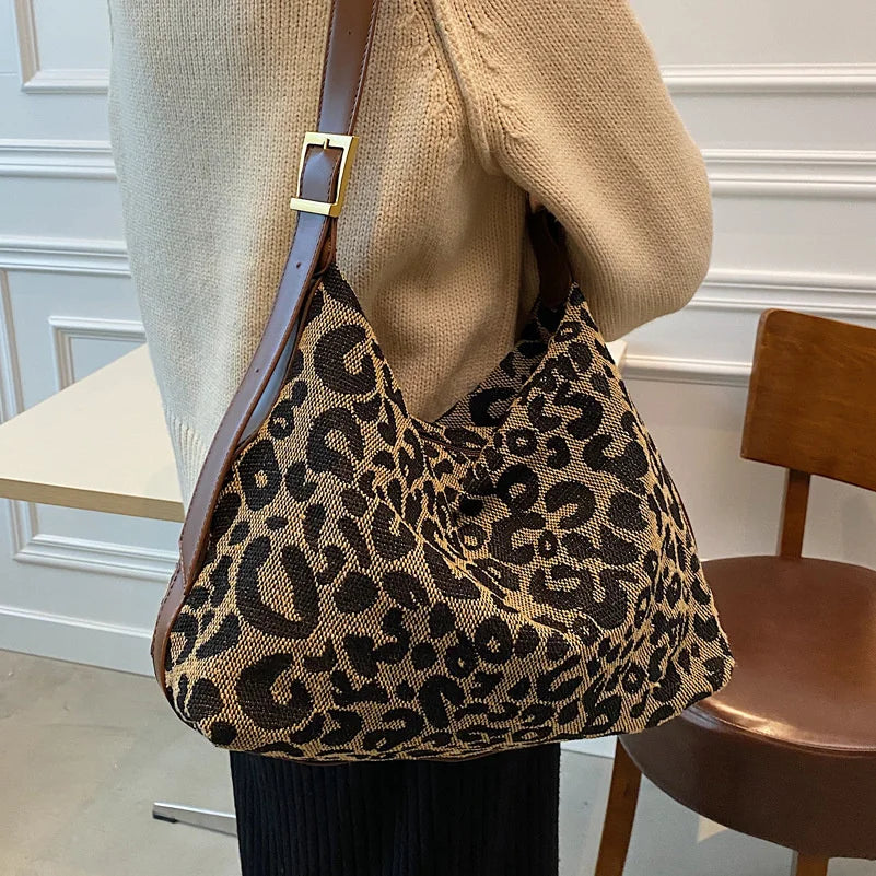 Leopard Shoulder Bag for Lady Canvas Tote Handbag Stylish Bag – CRAZE