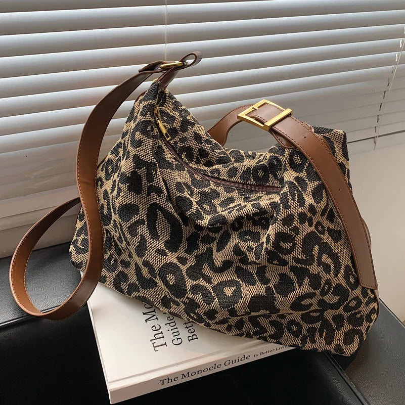 Leopard Shoulder Bag for Lady Canvas Tote Handbag Stylish Bag – CRAZE
