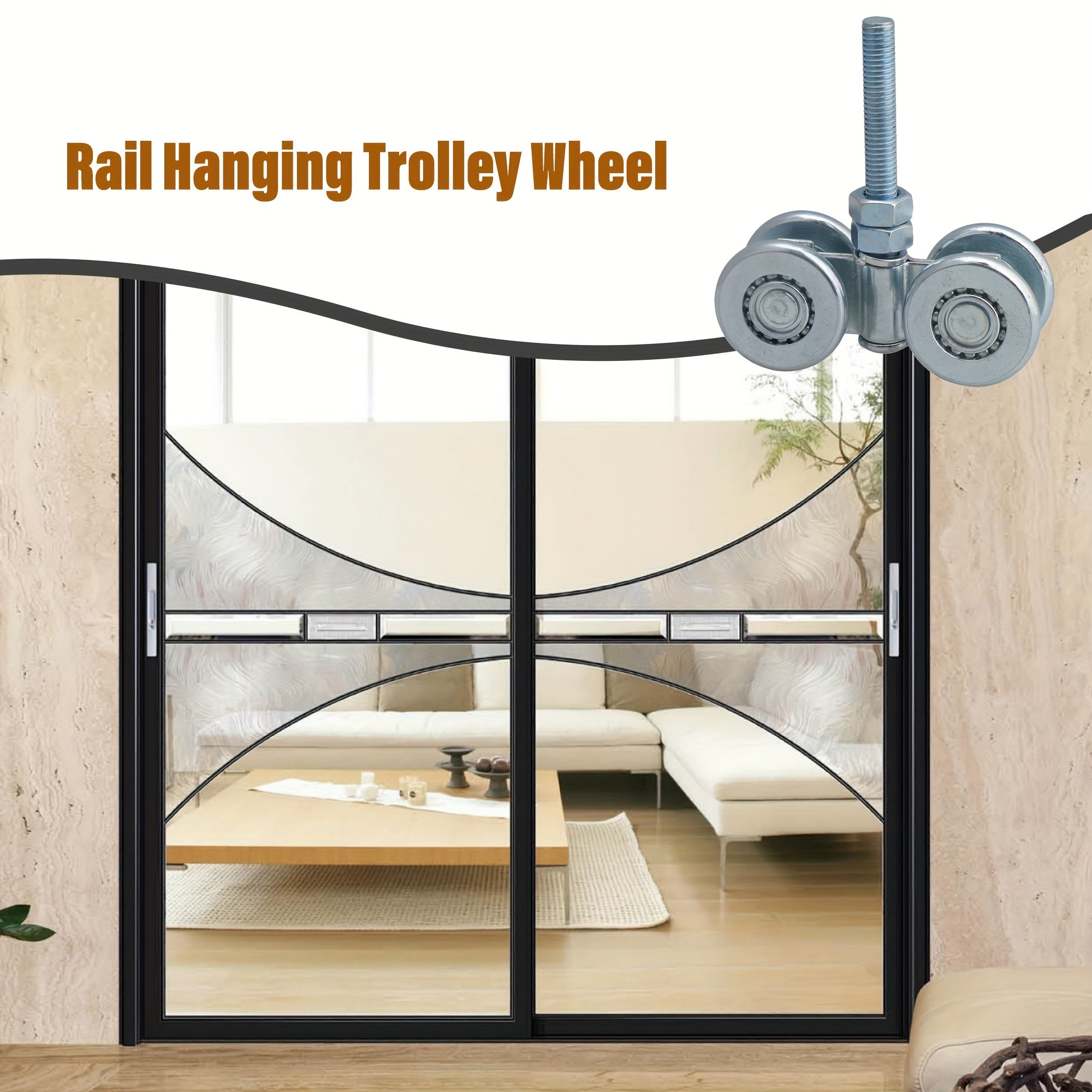 2pcs Steel Double Wheel Rail Hanging Trolley Barn Door Track Rollers ...