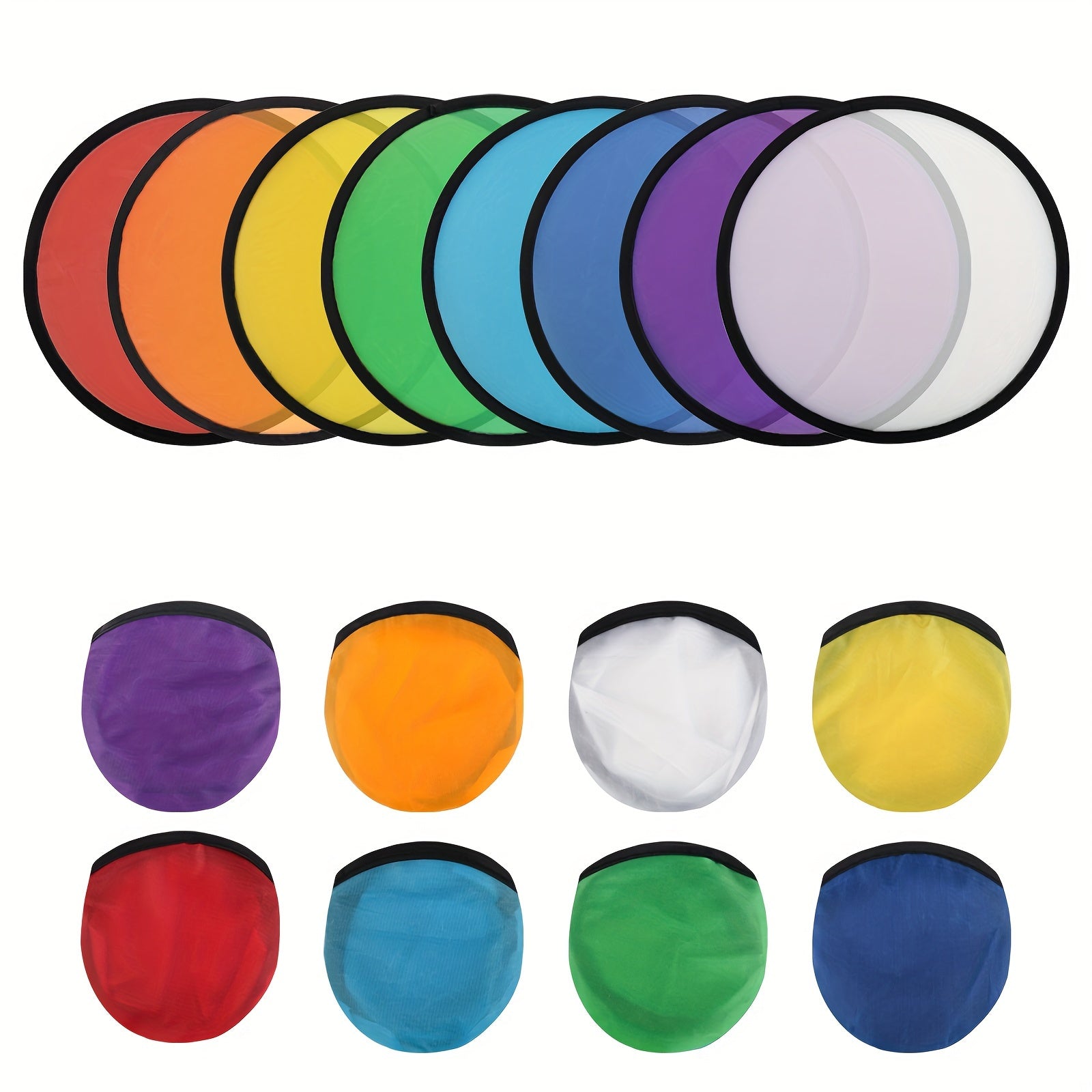 8pcs Nujoyco Foldable Fan & Flying Disc Set Lightweight Portable Hand ...