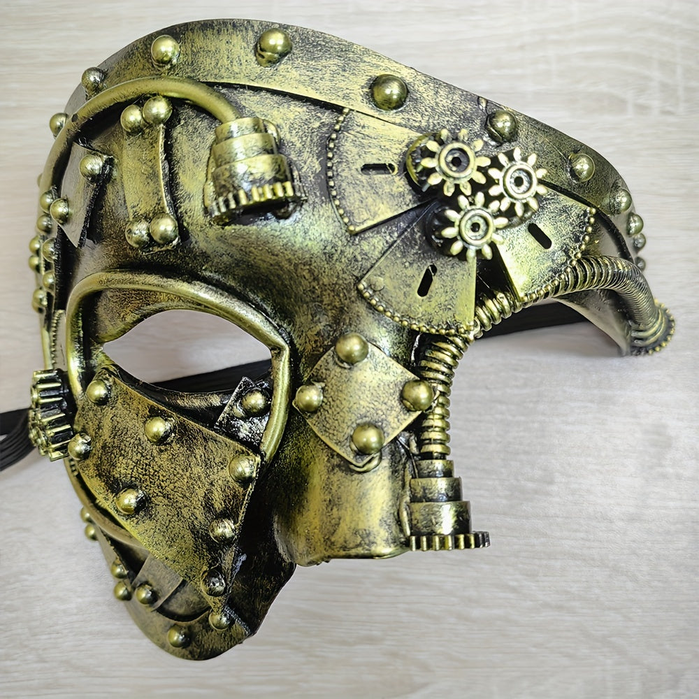 Steam Punk Mask Robot Cosplay Half Face Helmet Halloween Carnival ...